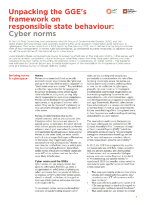 Unpacking the GGE’s framework on responsible state behaviour: Cyber ...